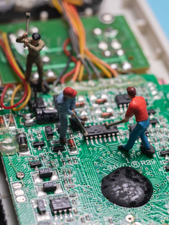 Electronic Workers Smile with Crossed Hands while Holding a Wrench ...
