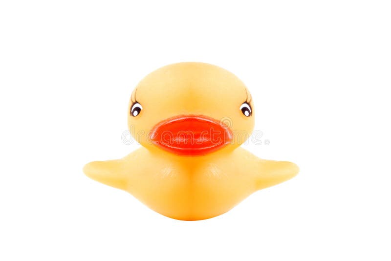 Toy Yellow Duckling. Front View. Isolated on White Stock Image - Image ...
