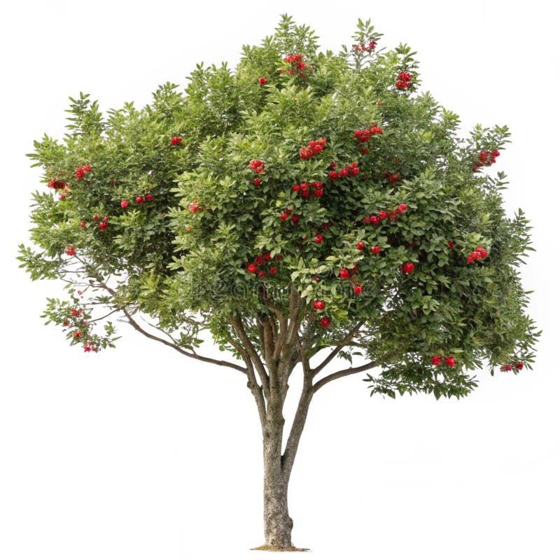 Toyon Tree Isolated on White Background Stock Illustration ...
