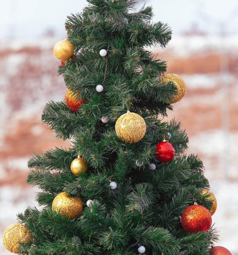 Toys on an Artificial New Year Tree Stock Image - Image of holiday ...