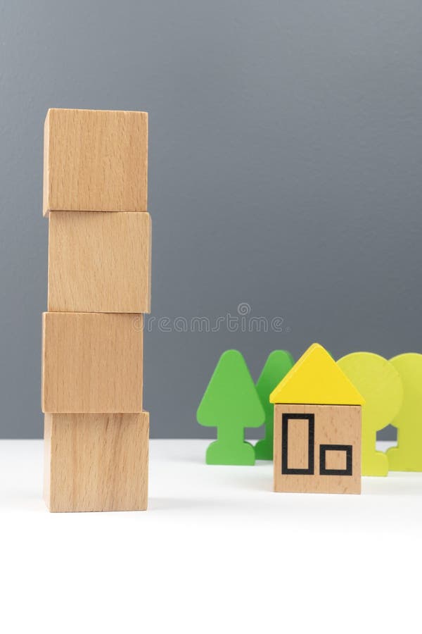 Toys Building Blocks House Concept with Copy Space Isolated on White ...
