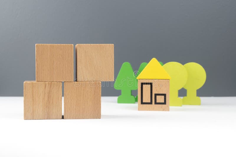 Toys Building Blocks House Concept with Copy Space Isolated on White ...