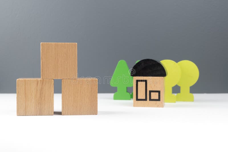 Toys Building Blocks House Concept with Copy Space Isolated on White ...