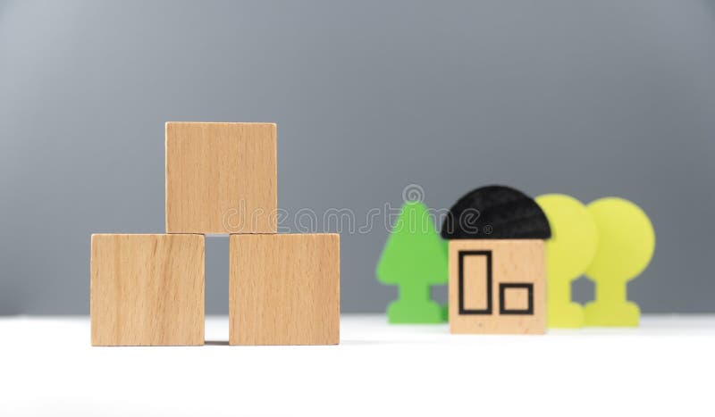 Toys Building Blocks House Concept with Copy Space Isolated on White ...