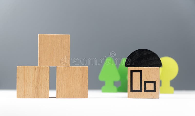Toys Building Blocks House Concept with Copy Space Isolated on White ...