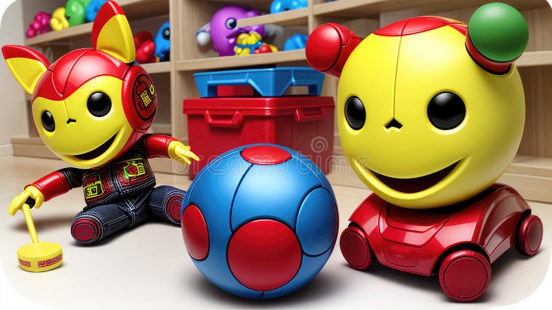 Toys Concept Background Fun Robot Head Emoticon Stock Illustration ...