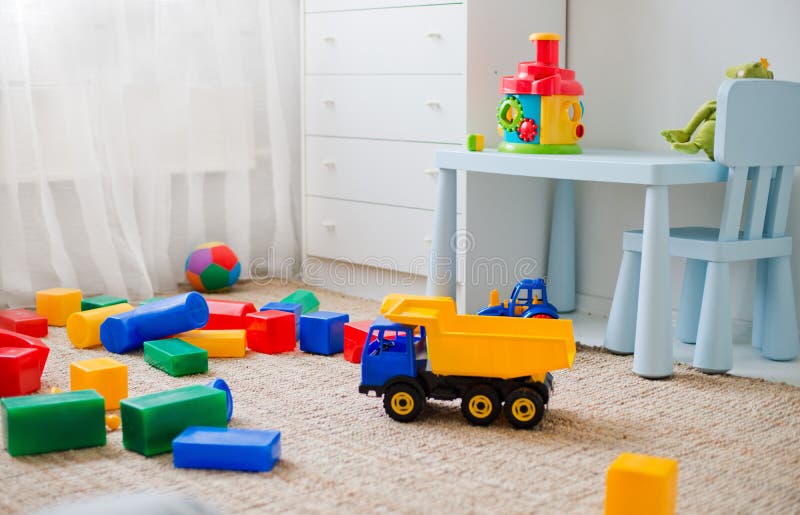 Toys on the Floor in the Nursery Stock Photo - Image of little, game ...