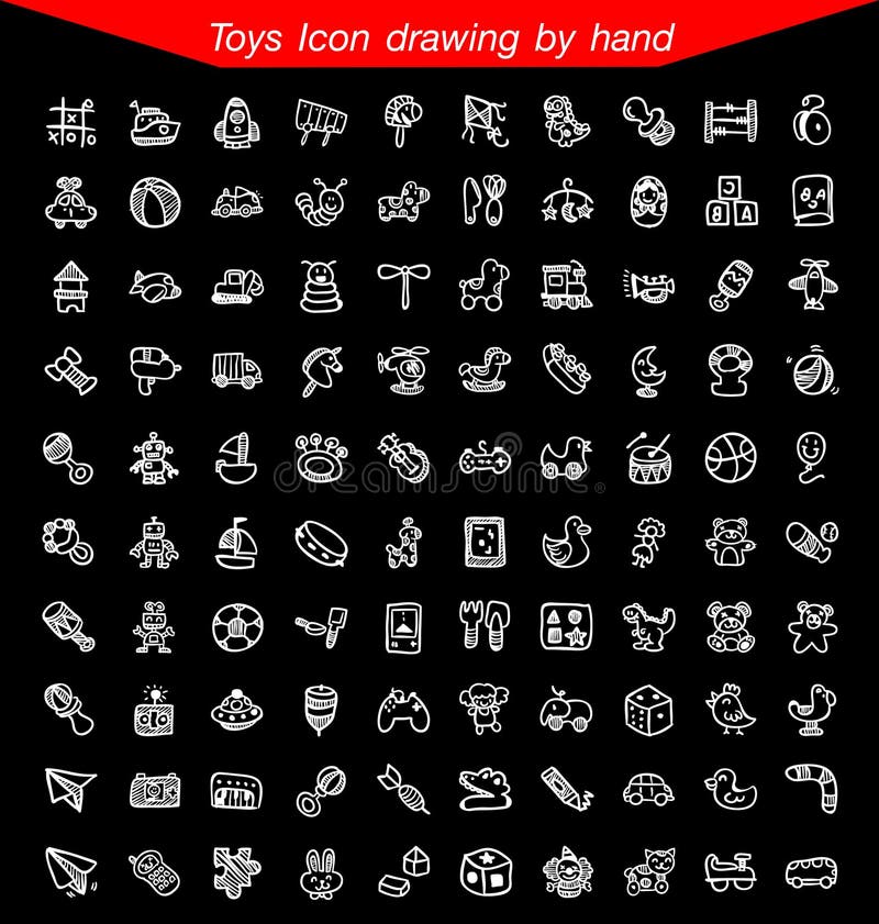 Hand drawn icons set stock illustration. Illustration of isolated ...