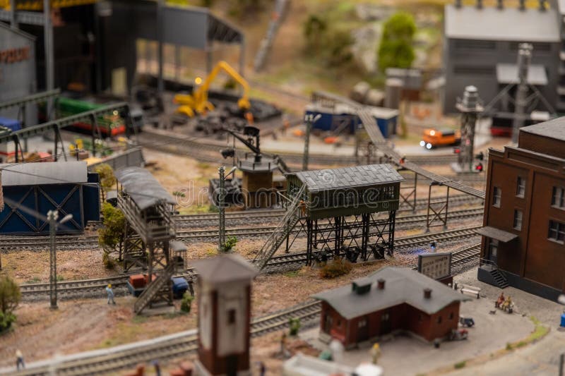 Toys Model of a Railway with Trains and Wagons Stock Image - Image of ...