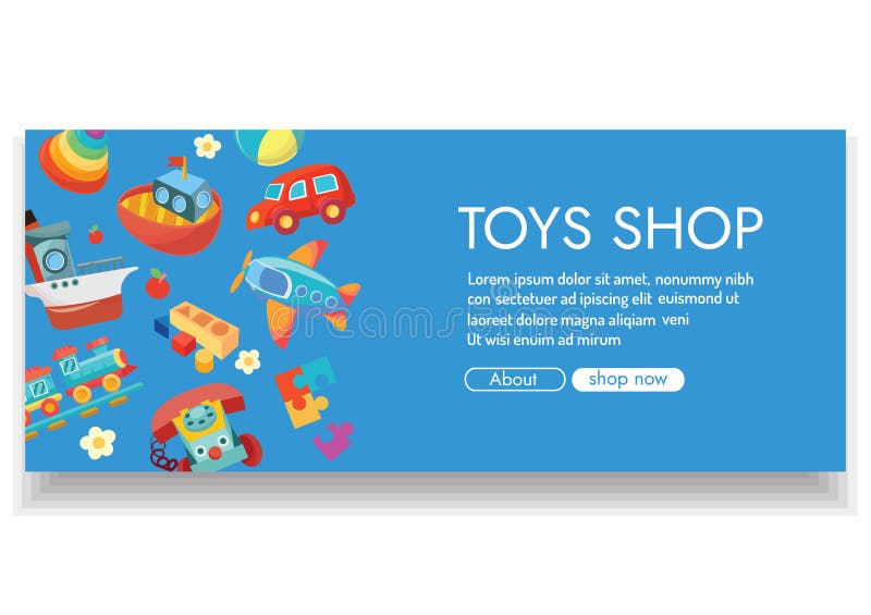 Toys Shop Banner Design for Online Shoping Stock Vector - Illustration ...