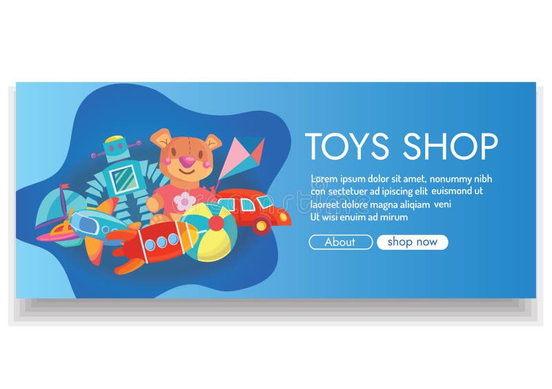 Toys Shop Banner Design for Online Shoping Stock Vector - Illustration ...