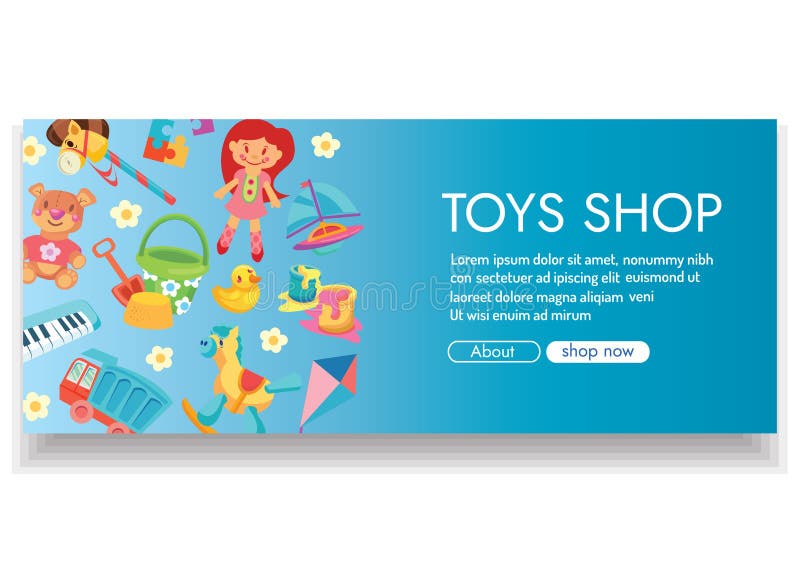 Toys Shop Banner Design for Online Shoping Stock Vector - Illustration ...