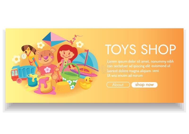 Toys Shop Banner Design for Online Shoping Stock Vector - Illustration ...
