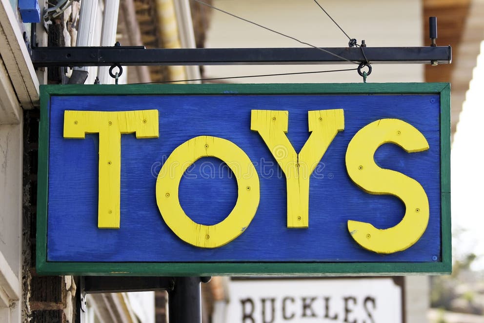 Toys Sign stock image. Image of business, shopping, sidewalk - 14583509