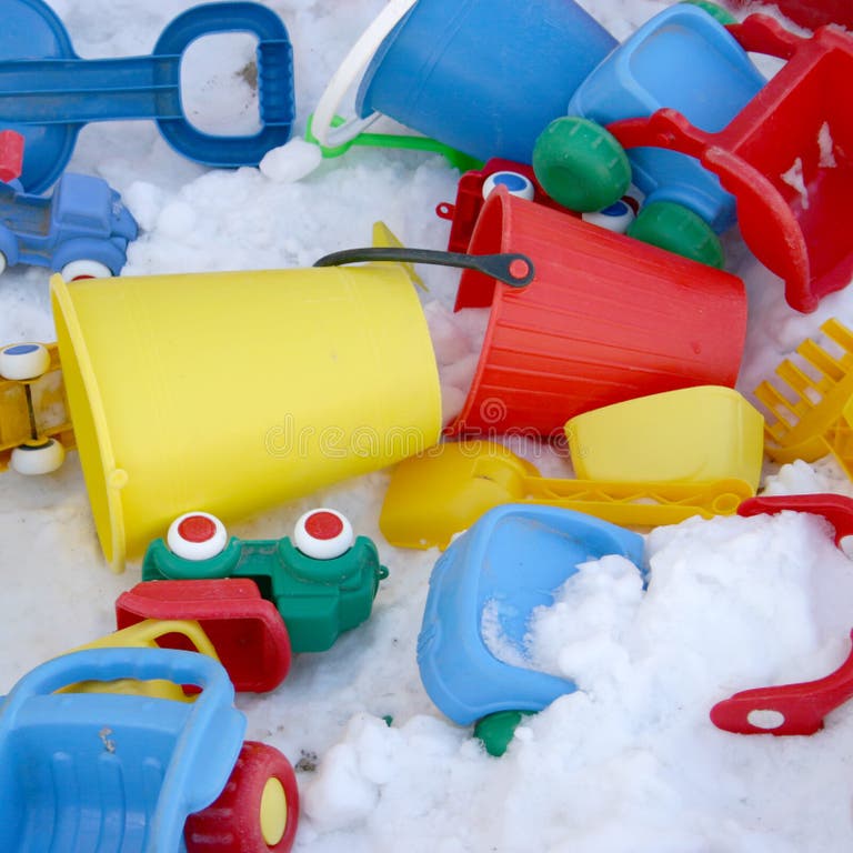 Toys and snow stock image. Image of child, sandbox, snow - 67555