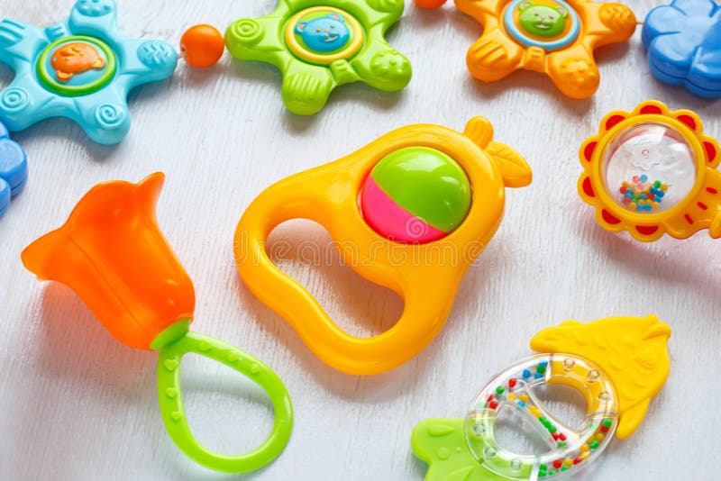 Toys of Teether and Colorful Rattles Stock Image - Image of material ...