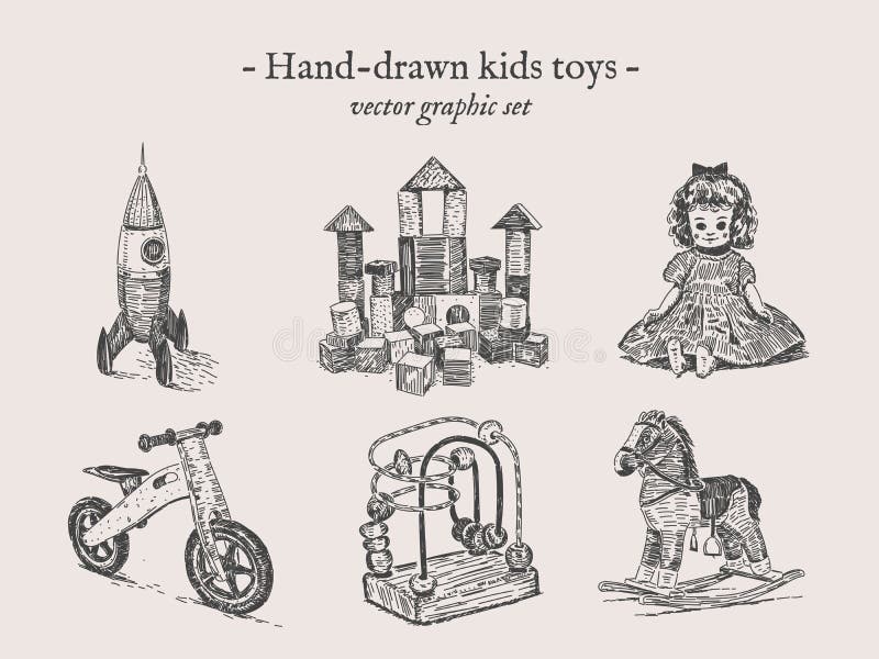 Toys Vector Hand-drawing Set Stock Vector - Illustration of icon ...