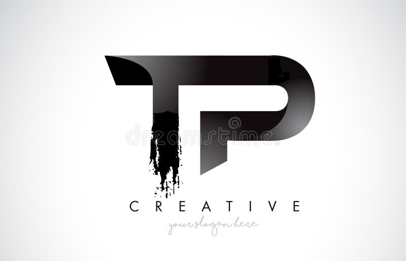 TP Letter Design with Brush Stroke and Modern 3D Look Stock Vector ...