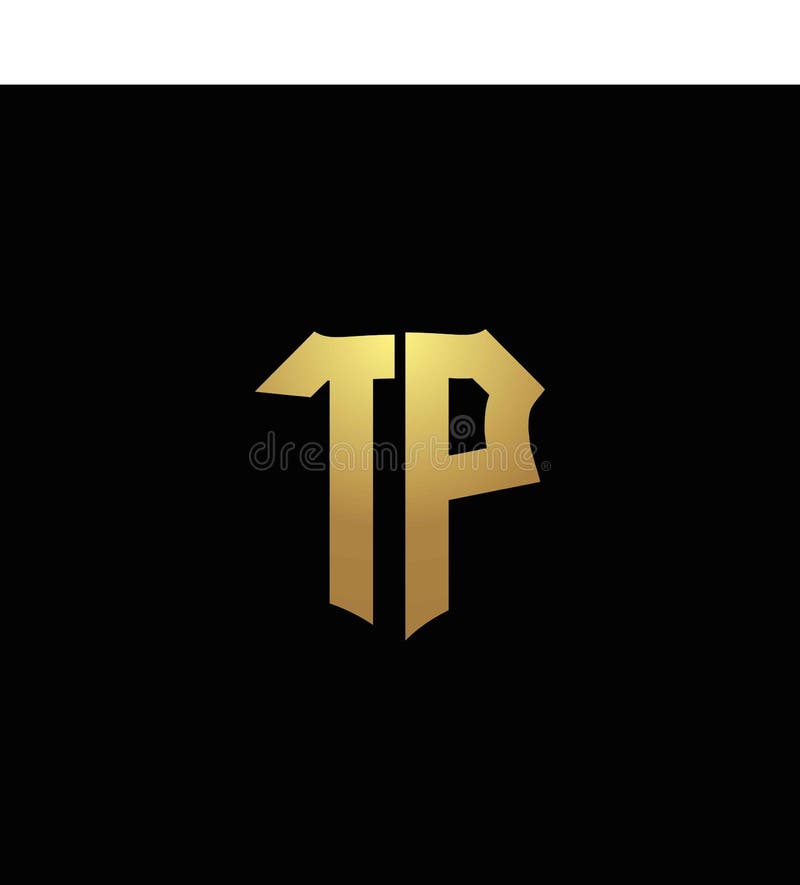TP Logo Monogram with Gold Colors and Shield Shape Design Template ...