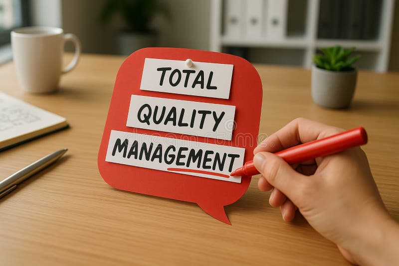 TQM Total Quality Management Concept with Red Board and Underlined Text ...