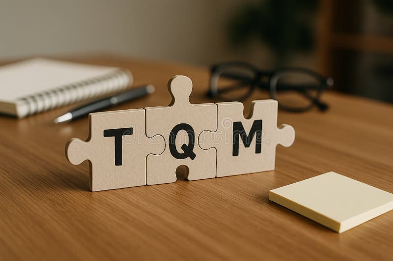 TQM Total Quality Management Concept Represented by Puzzle Pieces, Symbolizing Integration of ...