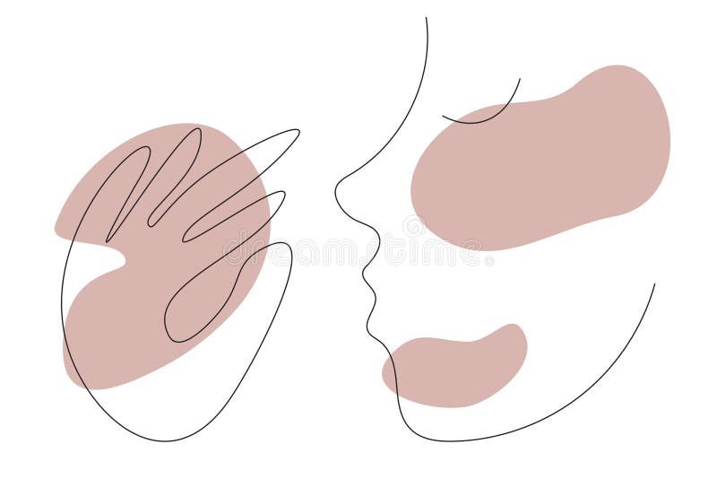 Abstract Hand Drawn Distorted Face of Old Man and Woman with Hand Signs ...