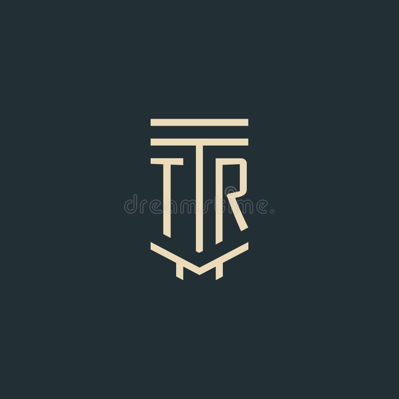 TR Initial Monogram with Simple Line Art Pillar Logo Designs Stock ...