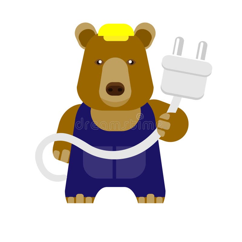 Trabajador Del Oso Con El Cepillo Stock de ilustración - Ilustración de ...