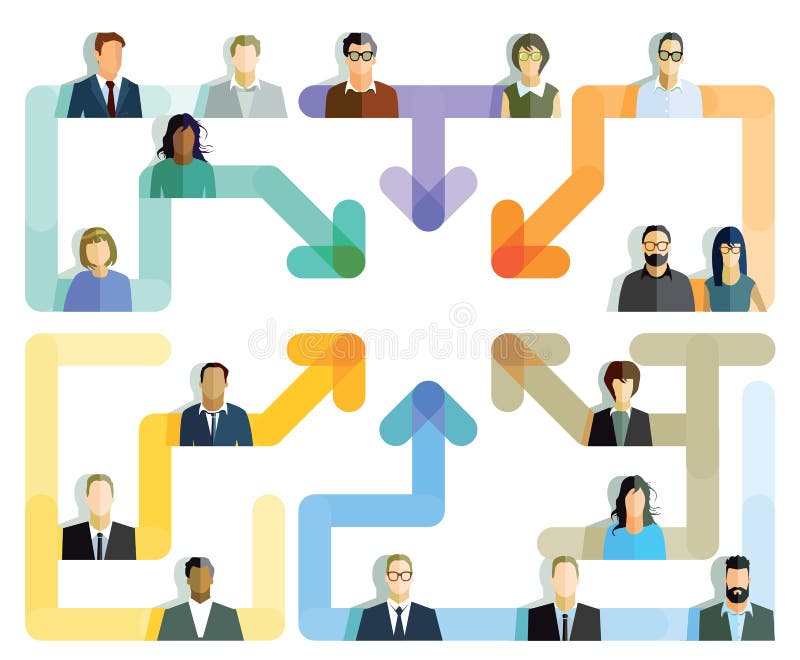 Trabajo En Equipo Hacia Una Meta Ilustración del Vector - Ilustración ...