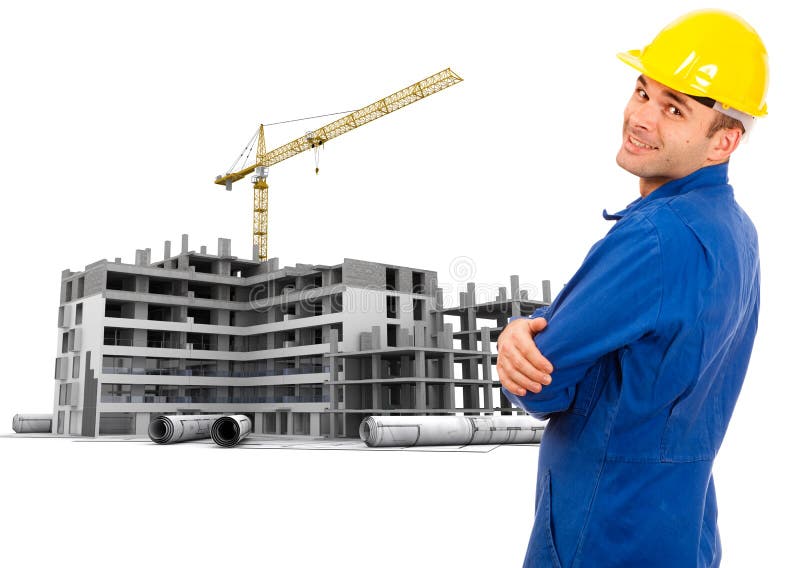 Operário num estaleiro foto de stock. Imagem de arquitetura - 54639780