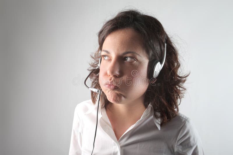 Trabalho aborrecido foto de stock. Imagem de fêmea, fone - 11967418