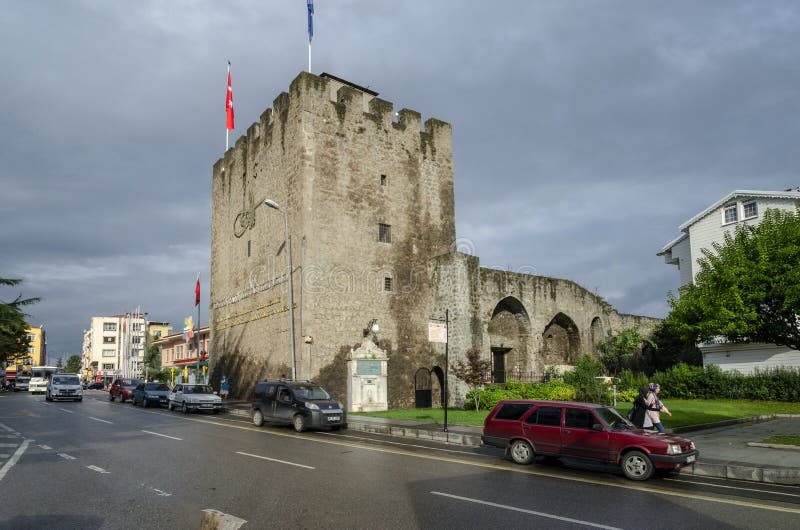 Trabzon Castle in the Central Square. Turkey Flag Editorial Photography ...