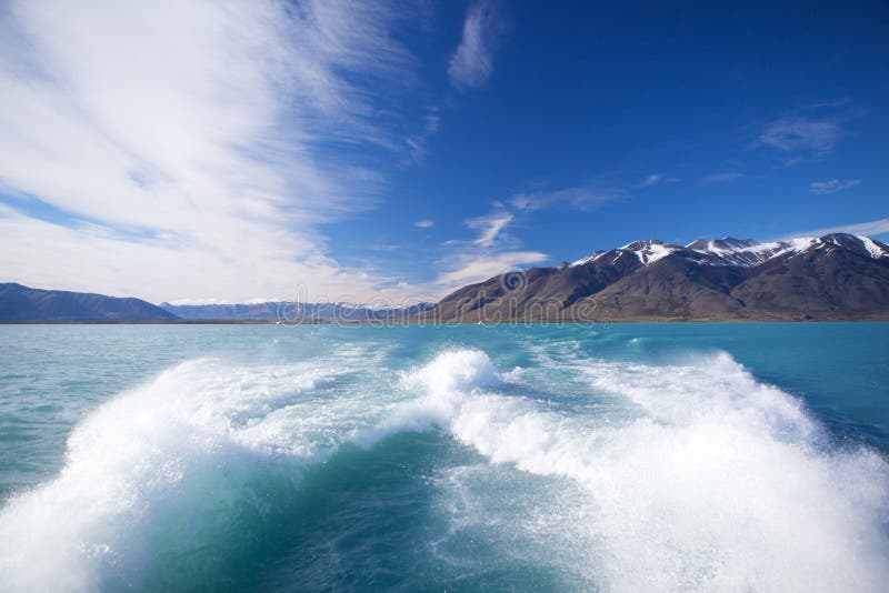 Trace of the boat stock image. Image of nautical, snow - 15397493