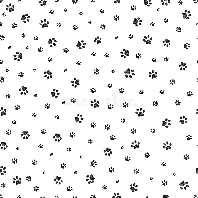 Trace Doodle Paw Prints Seamless Pattern Background with Christmas New ...