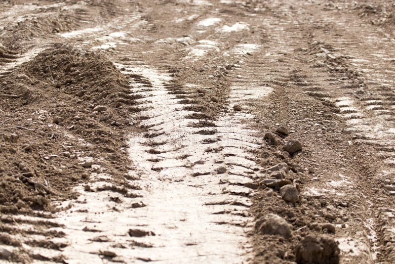 Trace of the Car on the Ground Stock Photo - Image of brown, track ...