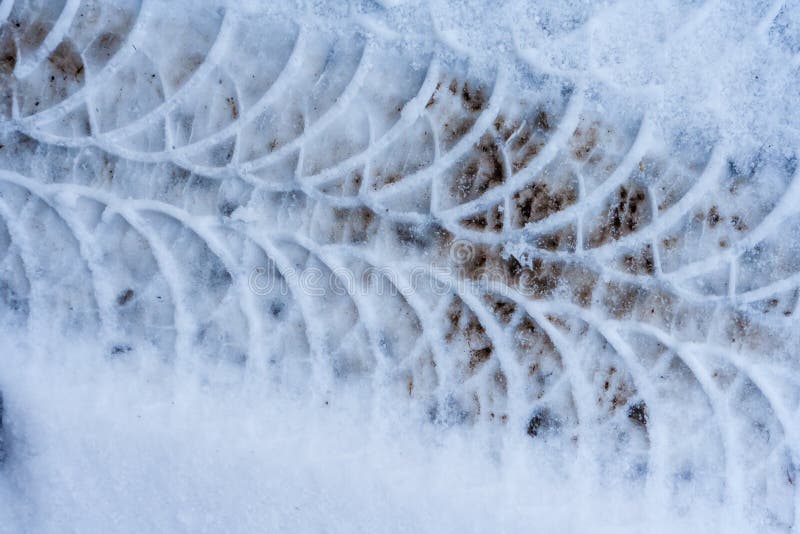 Trace Car Tires in the Snow. Winter Time. Snow Pattern Stock Image ...