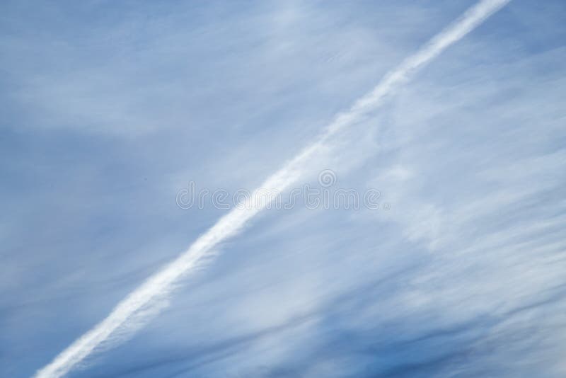 Trace of a Cloud from an Airplane in the Sky in the Morning Stock Image ...
