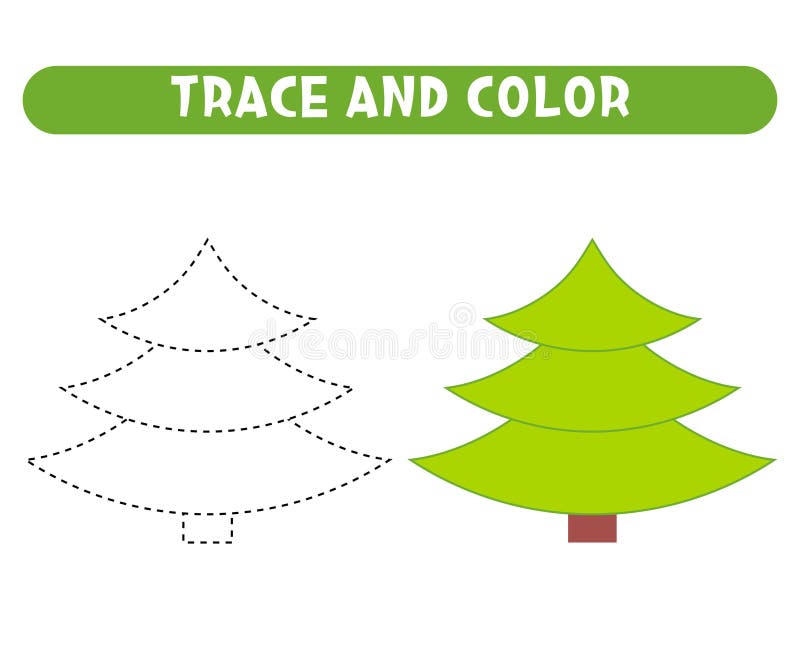 Trace Christmas Trees. Worksheets for Kids. Preschool Education Stock ...