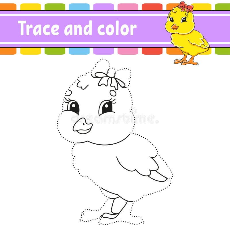 Trace and Color. Coloring Page for Kids. Handwriting Practice ...
