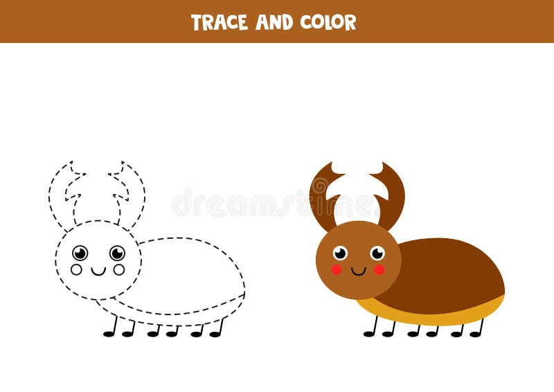 Trace and Color Cute Kawaii Stapler. Worksheet for Kids. Stock Vector ...