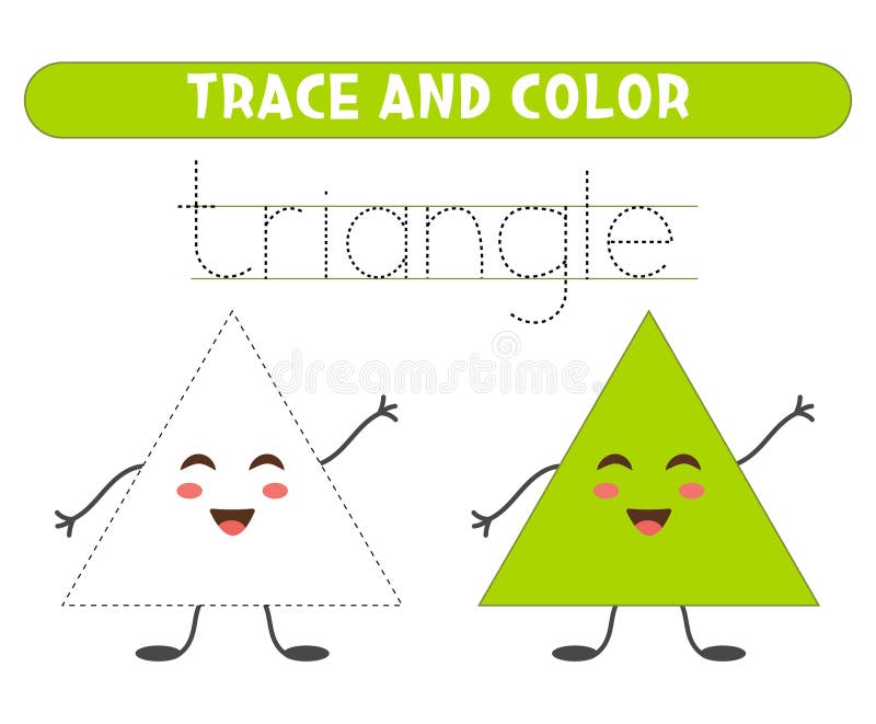 Trace and Color Cute Triangle. Basic Geometric Shapes. Worksheet for ...