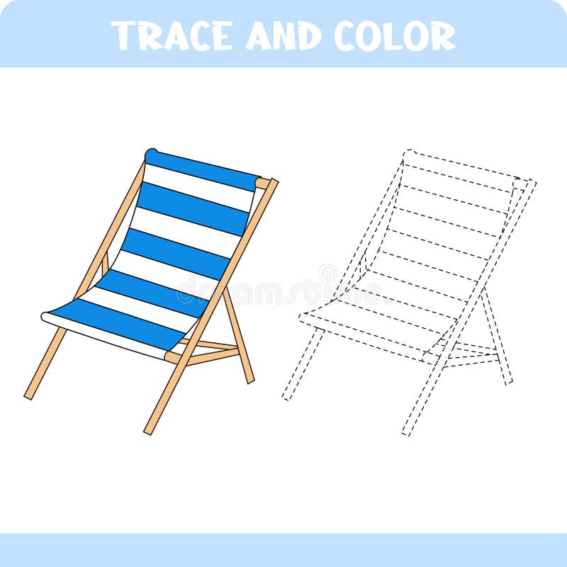 Trace and Color Educational Worksheet for Kids. Tracing Lounge, Deck ...