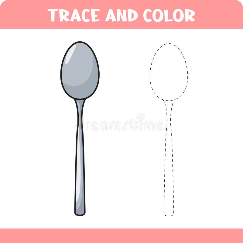 Trace and Color Educational Worksheet for Kids. Tracing Objects Stock ...