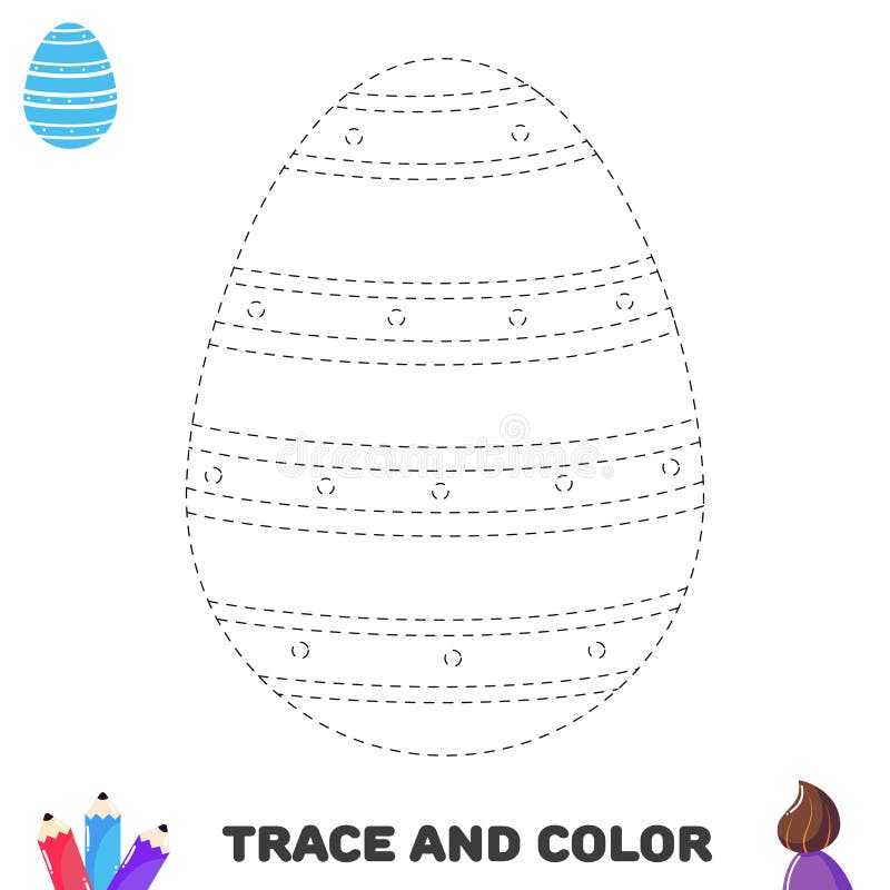 Trace and Color Egg with Waves and Dots. Handwriting Practice for Kids ...