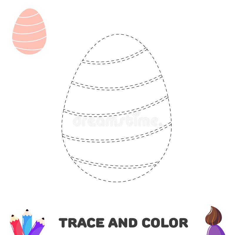 Trace and Color Egg with Waves Pattern. Handwriting Practice for Kids ...