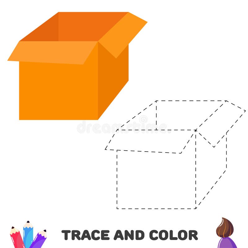 Trace and Color Paper Box. Handwriting Practice for Kids. Educational ...