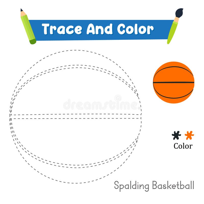 Trace and Color Spalding Basketball Hand Practice. Vector Stock ...