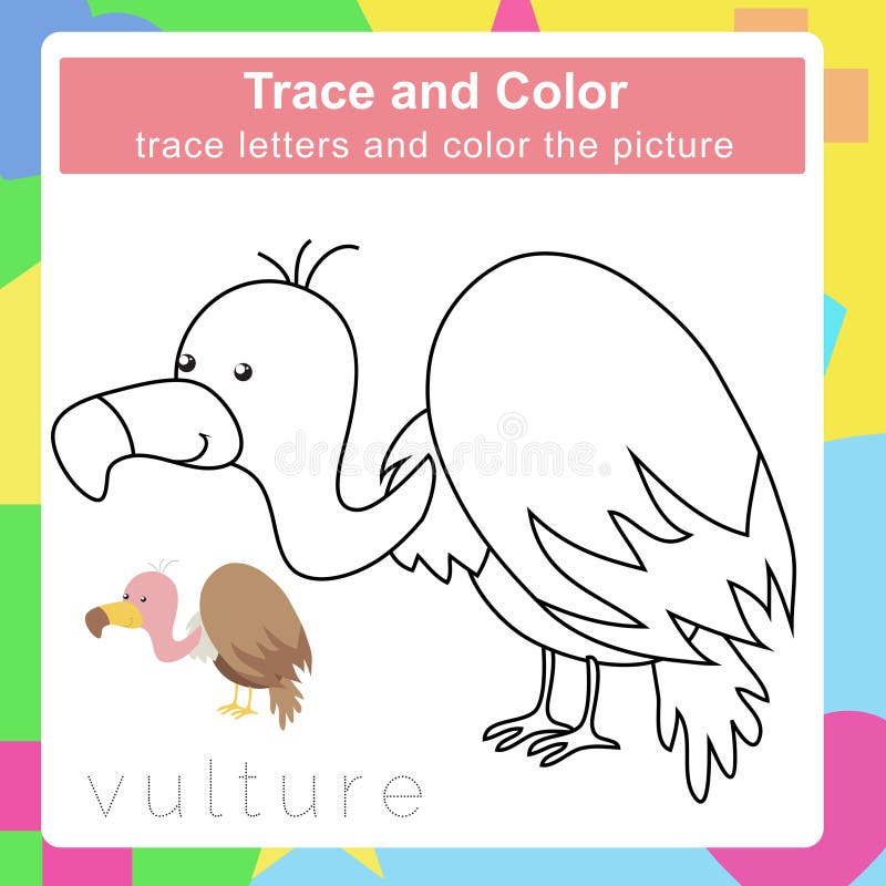 Trace and Color Worksheet. Activity Page. Game for Children Stock ...