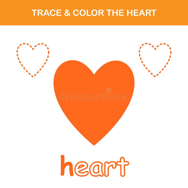 Trace & Color Worksheet Stock Vector - Illustration of preschool ...