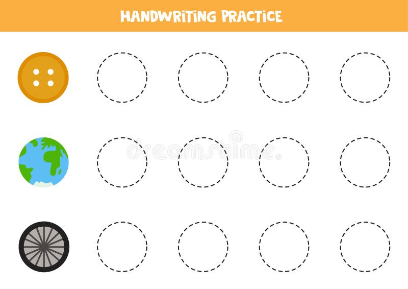 Trace Contours of Cute Circle Objects. Writing Practice. Stock Vector ...